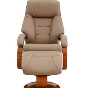 Mac Motion Chairs Collection by Mac Motion Mandal Top Grain Leather Oslo Recliner and Ottoman, Sand (tan)