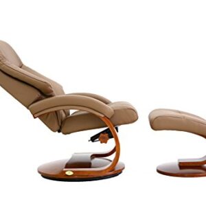 Mac Motion Chairs Collection by Mac Motion Mandal Top Grain Leather Oslo Recliner and Ottoman, Sand (tan)