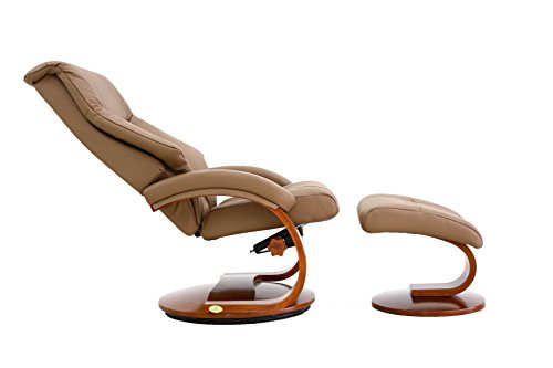 Mac Motion Chairs Collection by Mac Motion Mandal Top Grain Leather Oslo Recliner and Ottoman, Sand (tan)