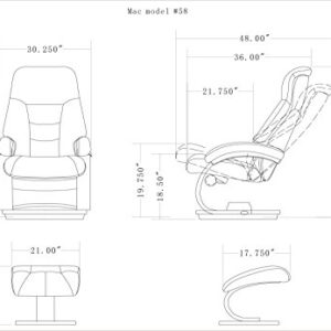 Mac Motion Chairs Collection by Mac Motion Mandal Top Grain Leather Oslo Recliner and Ottoman, Sand (tan)