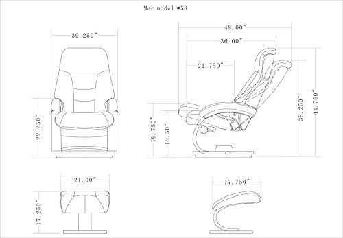 Mac Motion Chairs Collection by Mac Motion Mandal Top Grain Leather Oslo Recliner and Ottoman, Sand (tan)