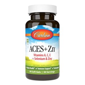 carlson - aces + zn, vitamins a, c, e + selenium & zinc, cellular health & immune support, antioxidant, 60 softgels