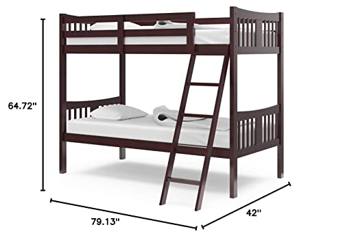 Storkcraft Caribou Twin-over-Twin Bunk Bed (Espresso) – GREENGUARD Gold Certified, Converts to 2 individual twin beds