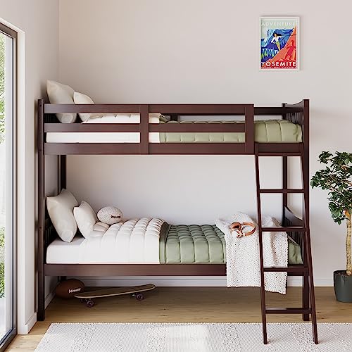 Storkcraft Caribou Twin-over-Twin Bunk Bed (Espresso) – GREENGUARD Gold Certified, Converts to 2 individual twin beds