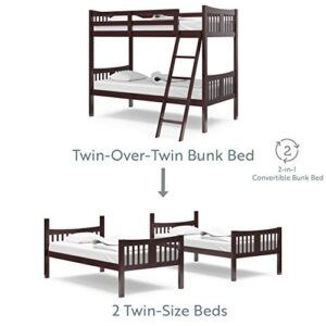 Storkcraft Caribou Twin-over-Twin Bunk Bed (Espresso) – GREENGUARD Gold Certified, Converts to 2 individual twin beds