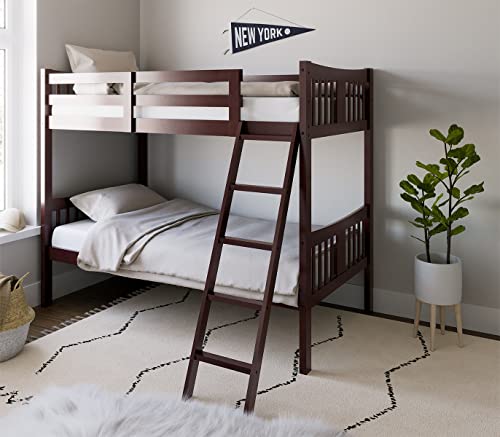 Storkcraft Caribou Twin-over-Twin Bunk Bed (Espresso) – GREENGUARD Gold Certified, Converts to 2 individual twin beds