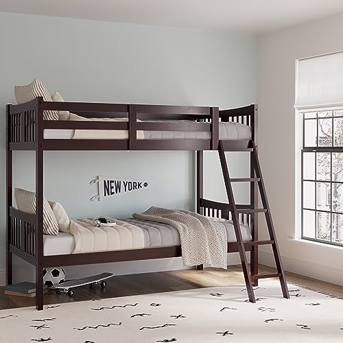 Storkcraft Caribou Twin-over-Twin Bunk Bed (Espresso) – GREENGUARD Gold Certified, Converts to 2 individual twin beds