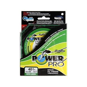 power pro spectra fiber braided fishing line, moss green, 300yd/20lb