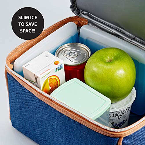 Cool Coolers by Fit + Fresh, 4 Pack Slim Ice Packs, Space Saving Reusable Ice Packs for Lunch Boxes or Coolers, Single Pack