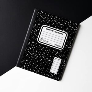 Top Flight Sewn Marble Composition Book, Black/White, College Rule, 9.75 x 7.5 Inches, 100 Sheets (41350)