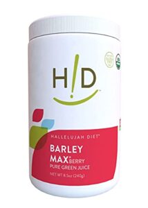 hallelujah diet organic barleymax - barley and alfalfa green juice powder, berry flavor, (8.5 ounces, 120 servings)