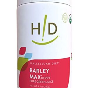 Hallelujah Diet Organic BarleyMax - Barley and Alfalfa Green Juice Powder, Berry Flavor, (8.5 Ounces, 120 Servings)