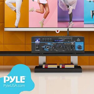 Pyle Home Home Audio Bluetooth Power Amplifier System - 2X40W Mini Dual Channel Mixer Sound Stereo Receiver Box w/ RCA, USB, AUX, Headphone, Mic Input, Theater, Home Entertainment, Studio Use-PTAU23