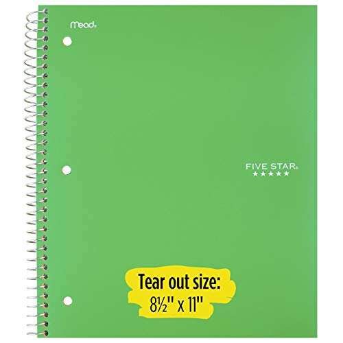 Five Star Spiral Notebook, 1 Subject, College Ruled Paper, 100 Sheets, 11" x 8-1/2", Red (72053)