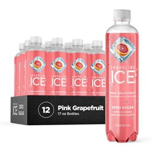 sparkling ice, pink grapefruit sparkling water, zero sugar flavored water, with antioxidants and vitamins, zero sugar, 17 fl oz bottles (pack of 12)