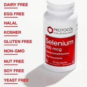 Protocol Selenium 200mcg - Essential Mineral, Immune, Thyroid & Prostate Health - 90 Veg Caps