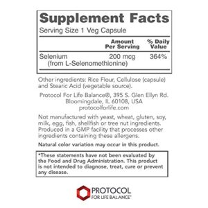 Protocol Selenium 200mcg - Essential Mineral, Immune, Thyroid & Prostate Health - 90 Veg Caps