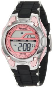 armitron sport women's 456984pnk pink digial chronograph watch with black textured resin strap