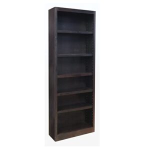 traditional 84" tall 6-shelf wood bookcase in espresso