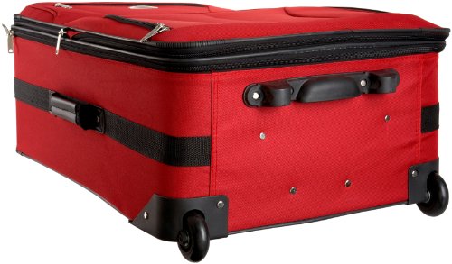 Rockland Journey Softside Upright Luggage Set,Expandable, Red, 4-Piece (14/19/24/28)