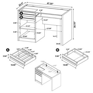 Coaster Furniture Halston 48-inch 2-Drawer Connect-it Office Cappuccino Ontario Single Pedestal Computer Desk with Charging Station 800702