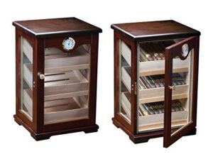 prestige import group milano countertop display cigar humidor with 4 glass sides & angled trays - up to 125 cigar capacity - finish: dark mahogony