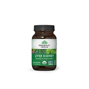 organic india liver kidney herbal supplement - detoxify & rejuvenate, supports healthy liver & kidney function, vegan, gluten-free, kosher, usda certified organic, non-gmo - 90 capsules