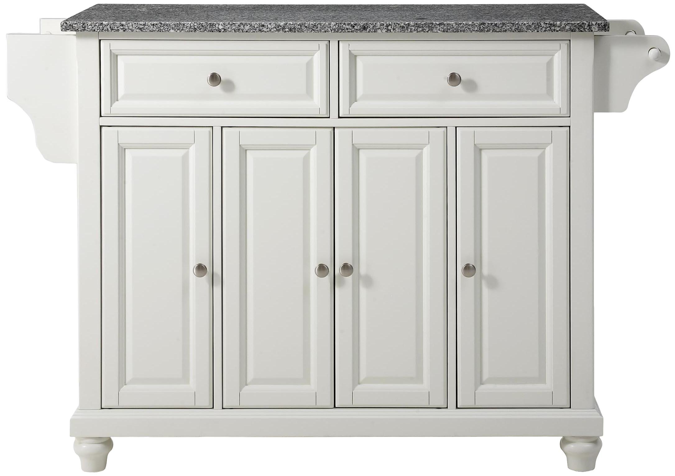 Crosley Furniture KF30003DWH Cambridge Kitchen Island with Solid Grey Granite Top, 52", White