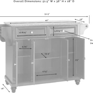 Crosley Furniture KF30003DWH Cambridge Kitchen Island with Solid Grey Granite Top, 52", White