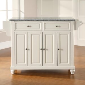 Crosley Furniture KF30003DWH Cambridge Kitchen Island with Solid Grey Granite Top, 52", White