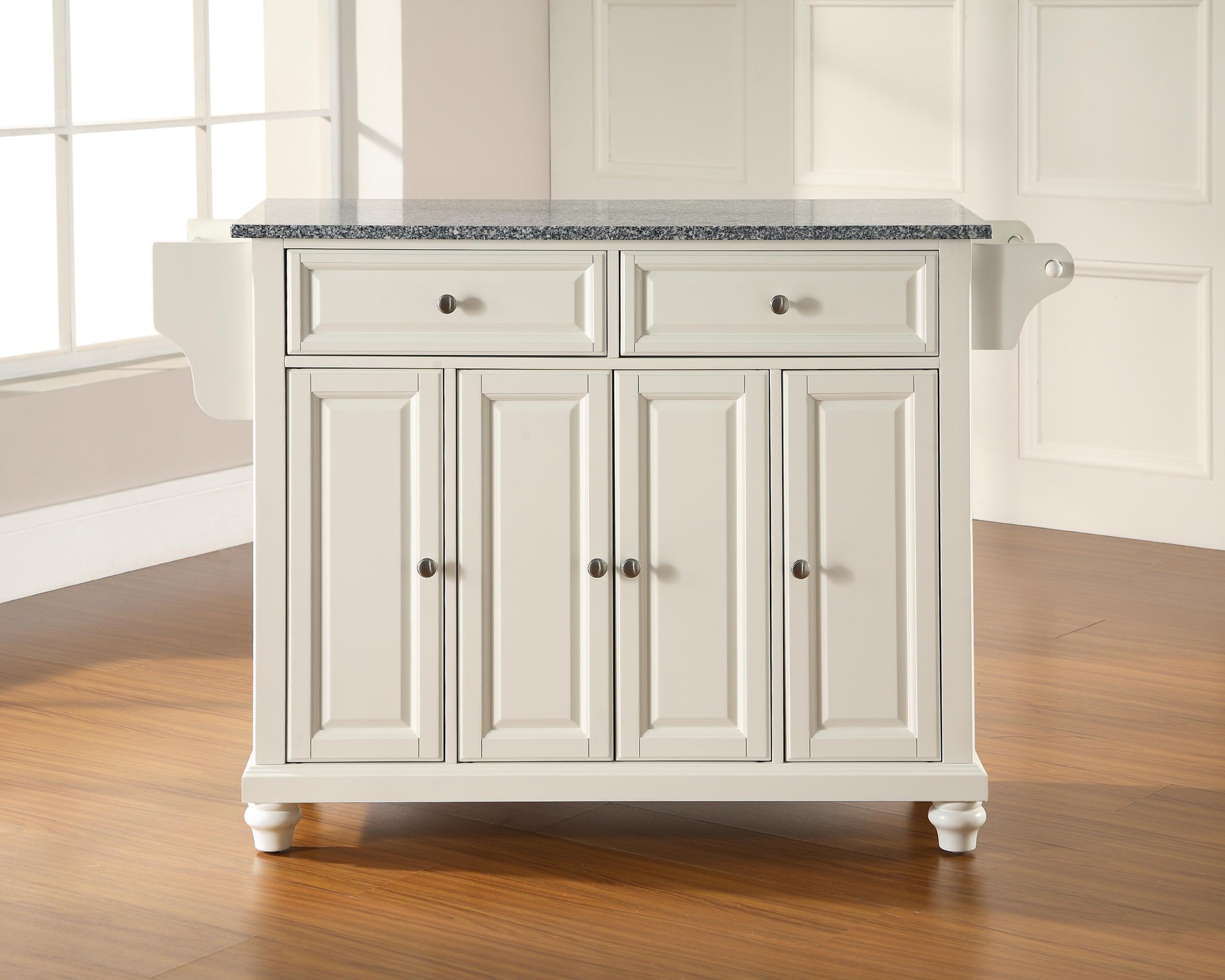 Crosley Furniture KF30003DWH Cambridge Kitchen Island with Solid Grey Granite Top, 52", White