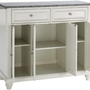 Crosley Furniture KF30003DWH Cambridge Kitchen Island with Solid Grey Granite Top, 52", White