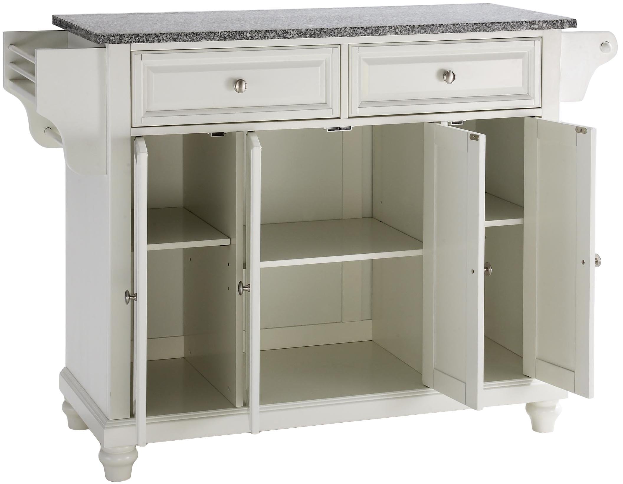 Crosley Furniture KF30003DWH Cambridge Kitchen Island with Solid Grey Granite Top, 52", White