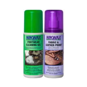 nikwax fabric & leather footwear cleaning and waterproofing duo-pack, 125ml