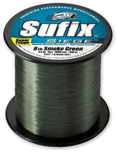 sufix siege 3000-yards spool size fishing line (smoke green, 6-pound)