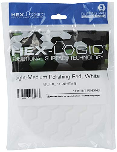 Chemical Guys BUFX_104_HEX5 Hex-Logic Light-Medium Polishing Pad, White, 5.5" Pad Made for 5" Backing Plates, 1 Pad Included