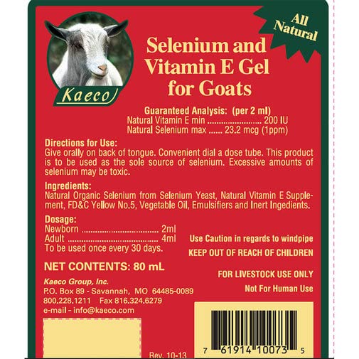 Kaeco Selenium & Vitamin E Gel for Goats, 80 mL Tube