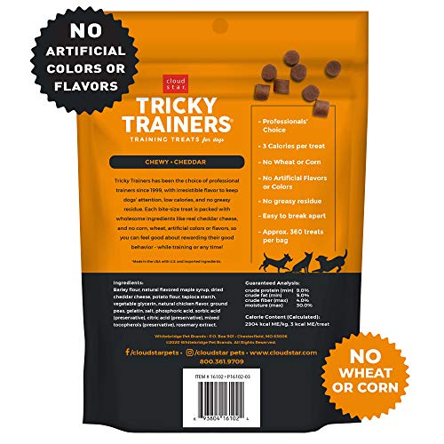 Cloud Star Tricky Trainers Soft & Chewy Dog Training Treats 14 oz Pouch, Cheddar Flavor, Low Calorie Behavior Aid with 360 treats