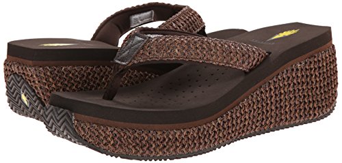 Volatile Womens Flip Flop Wedge Sandal, Brown, 9 B US