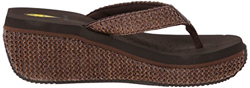 Volatile Womens Flip Flop Wedge Sandal, Brown, 9 B US