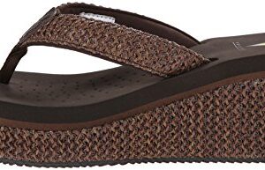 Volatile Womens Flip Flop Wedge Sandal, Brown, 9 B US