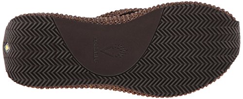 Volatile Womens Flip Flop Wedge Sandal, Brown, 9 B US