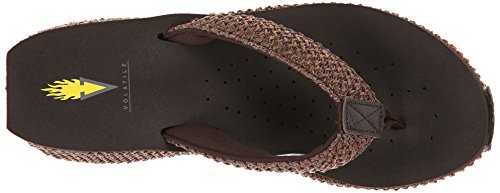 Volatile Womens Flip Flop Wedge Sandal, Brown, 9 B US