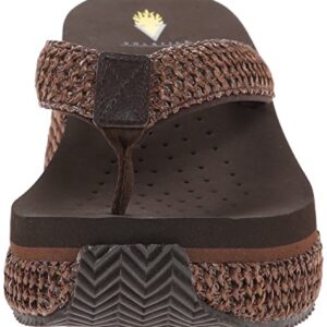 Volatile Womens Flip Flop Wedge Sandal, Brown, 9 B US