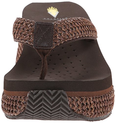 Volatile Womens Flip Flop Wedge Sandal, Brown, 9 B US