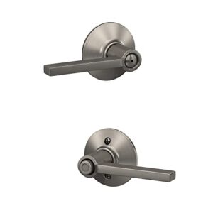 Schlage F40 LAT 619 Latitude Door Lever, Bed & Bath Privacy Lock, Satin Nickel