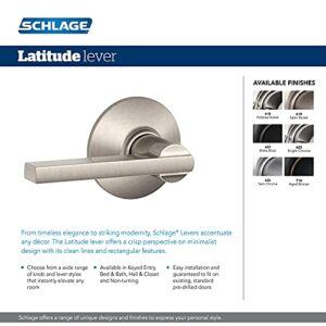 Schlage F40 LAT 619 Latitude Door Lever, Bed & Bath Privacy Lock, Satin Nickel