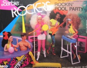 barbie and the rockers rockin' pool party playset (1986 arco toys, mattel)