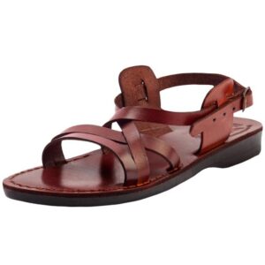 Holy Land Market Unisex Adults/Children Genuine Leather Biblical Sandals/Flip Flops/Slides/Slippers (Jesus - Yashua) Yashua Style II