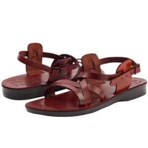 Holy Land Market Unisex Adults/Children Genuine Leather Biblical Sandals/Flip Flops/Slides/Slippers (Jesus - Yashua) Yashua Style II